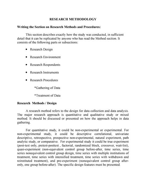 Research Methodology Research Methodology Writing The Section On Research Methods And