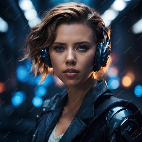 Premium Photo Scarlett Johansson Robotics Macbook Wired Artificial