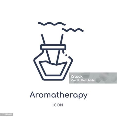 뷰티 아웃 라인 컬렉션에서 선형 아로마 테라피 아이콘입니다 얇은 라인 아로마 테라피 아이콘 흰색 배경에 고립입니다 아로마 테라피 트 렌 디 일러스트 꽃 식물에 대한 스톡