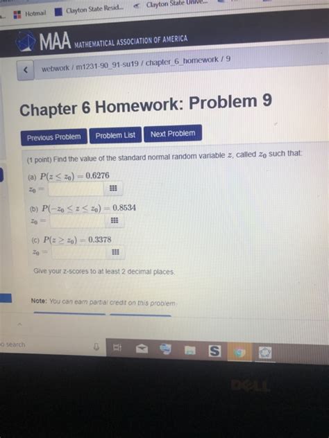 Solved Chapter 6 Webwork Homework Webwork M1231 90 91 Su19