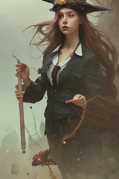 Openjourney Prompt Rugged Girl Witch Wearing Magic Prompthero