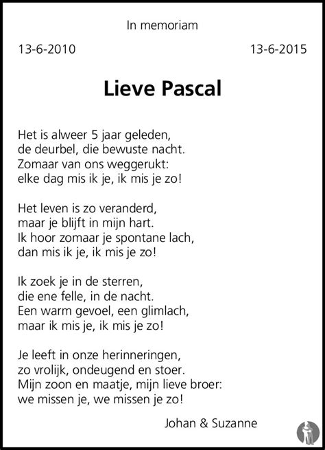 Pascal Van Vliet 13 06 2010 Overlijdensbericht En Condoleances Mensenlinq Nl