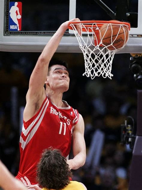 Yao Ming Next To Hoop