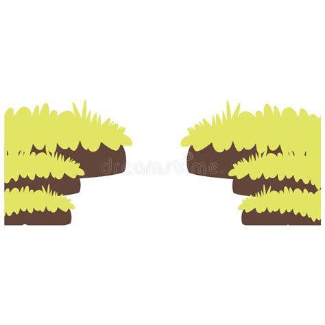 2d Illustration Of Grassy Soil Platform In Flat Cartoon Style Stock