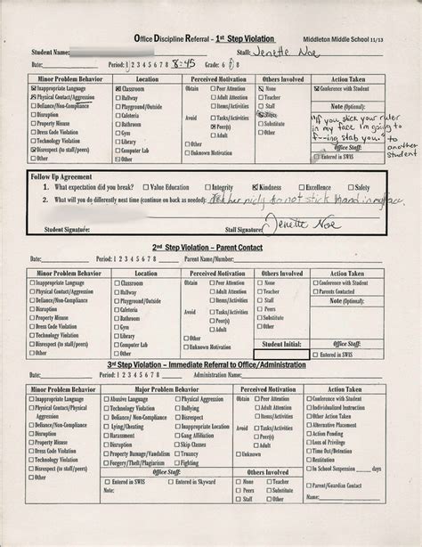 Discipline Form Jenette Noe