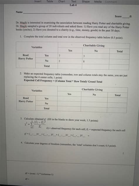 solved insert table chart text lab 4 shape media comment