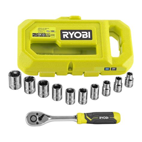 Ryobi 1 4 Ratchet And Socket Set 10pc Rhrs10pc