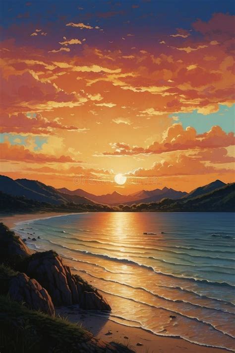 Seaside Serenity A Mesmerizing Journey Through Sea Illustration Stock