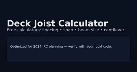 Deck Joist Spacing Calculator 12 16 24 On Center Free Tool
