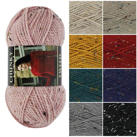 Chunky Tweed Knitting Yarn By King Cole Wool Many Colours 100g Flecked Yarn Nimble