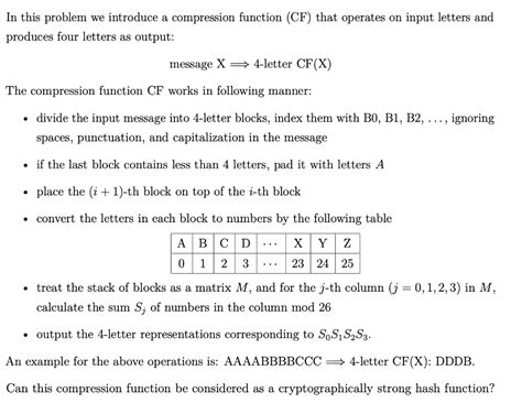In This Problem We Introduce A Compression Function