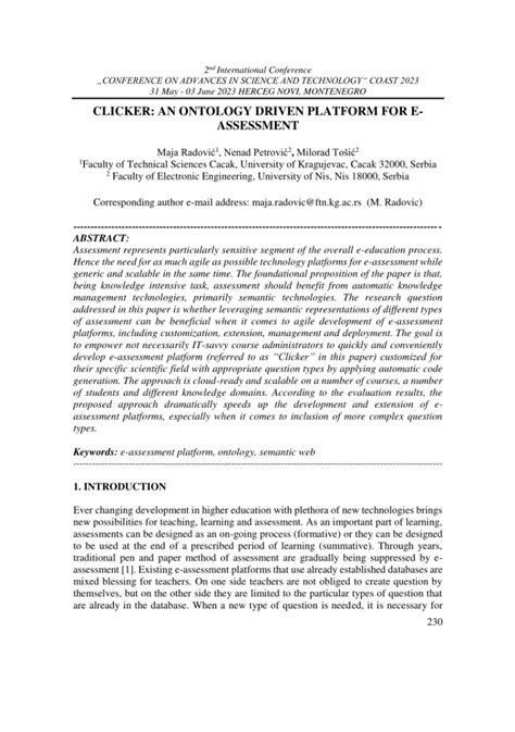 Milorad Tosic On Linkedin Pdf Clicker An Ontology Driven Platform For E Assessment