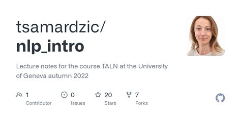 Github Tsamardzicnlpintro Lecture Notes For The Course Taln At The