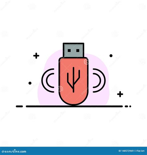 Usb Share Data Storage Business Flat Line Filled Icon Vector Banner