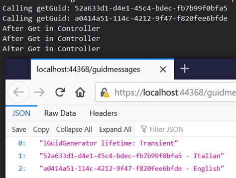 dependency injection lifetimes in scoped vs transient vs