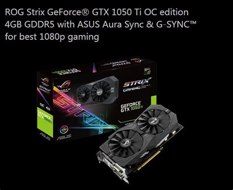 Asus Rog Strix Geforce Gtx 1050 Ti Oc Edition 4gb Gddr5 Strix