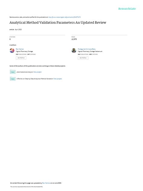 Analytical Method Validation Parameters An Updated Review