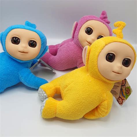 Teletubbies Tiddlytubbies Umby Pumby Geel In Kruipende Houding Pluche Knuffel