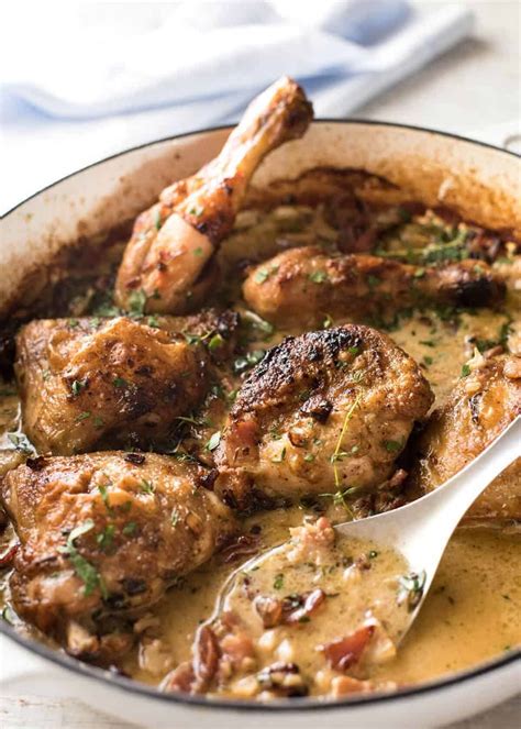 Creamy Chicken In White Wine Sauce With Bacon Recipetin Eats