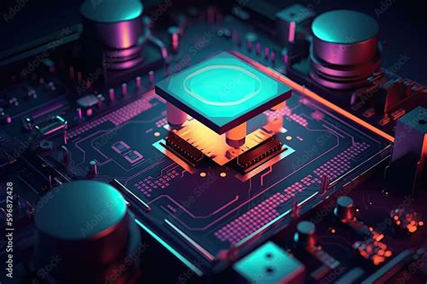 Central Computer Processors CPU Concept Motherboard Digital Chip Generative AI Stock