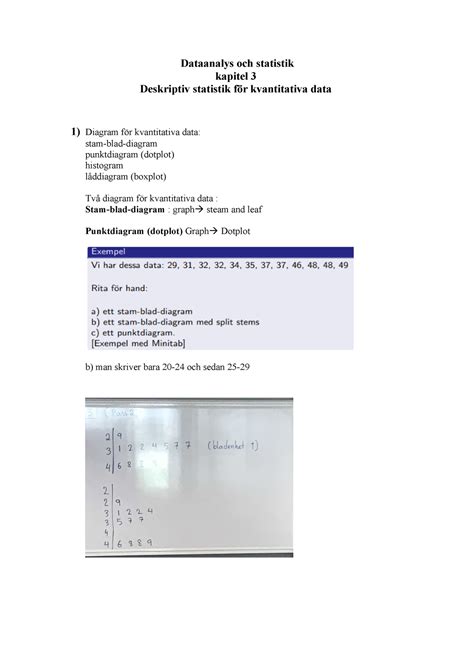 Dataanalys Och Statisti Pass 2 Dataanalys Och Statistik Kapitel 3