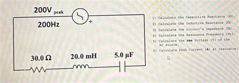 Calculate the Capacitive Reactance Ω Chegg