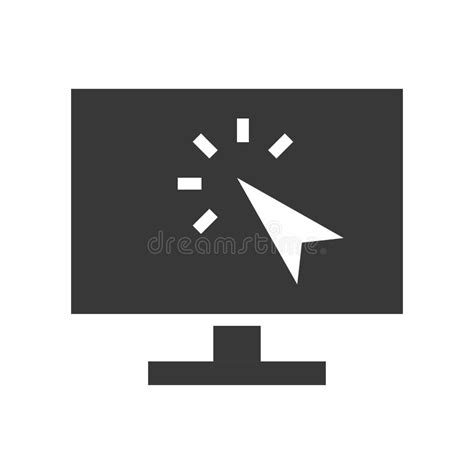 Cursor On Monitor Vector Online Shopping Solid Style Icon Stock Vector