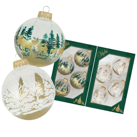 Kristall 7cm Glaskugelset Banddekor Winterwald Und Elche 8 Hornbach