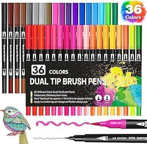 Corslet Colors Dual Tip Colored Brush Pens Art Marker Set Fine Point Calligraphy Markers For