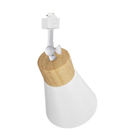 KAYYELAMP Wood Base White Metal Shade H Type Adjusted Angle Rotated Degree Track Light Vintage