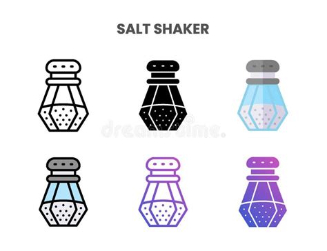 Icônes De Shaker De Sel Avec Différents Styles Illustration de Vecteur