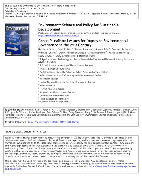 Pdf Green Pluralism Lessons For Improved Environmental Governance In