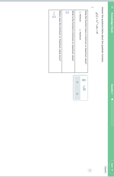 Solved Answer The Questions Below About The Quadratic Chegg