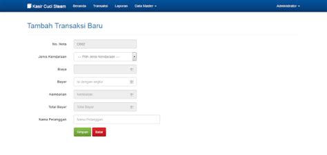 Source Code Aplikasi Kasir Cuci Steam Kendaraan Berbasis Web