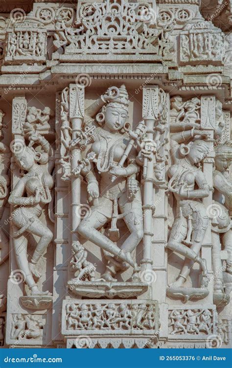 Stone Carved Female Figures On Shri Ajitnath Bhagwan Shwetamber Jain