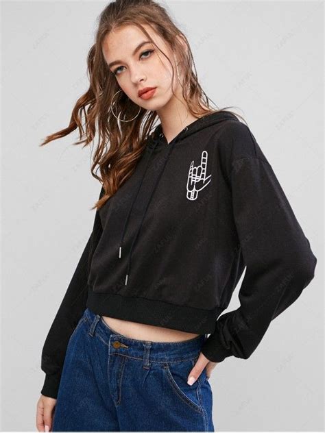 [68 Off] 2020 Zaful Drop Shoulder Graphic Funny Drawstring Hoodie In