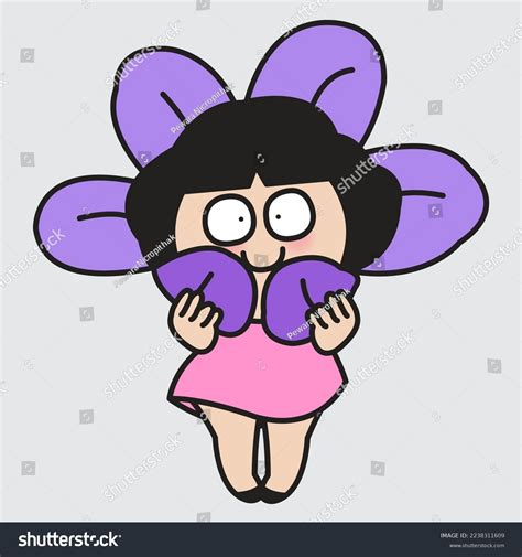Cute Shy Introvert Girl Hide Face Stock Vector Royalty Free