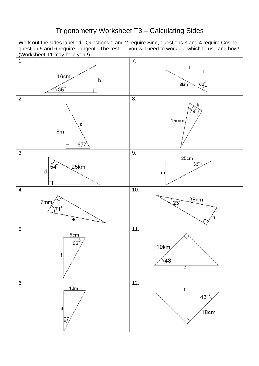 Trigonometry Worksheet T3 Calculating Sides