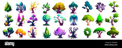 Set Vector Illustration Of Magic Ui Tree Isolate On White Background