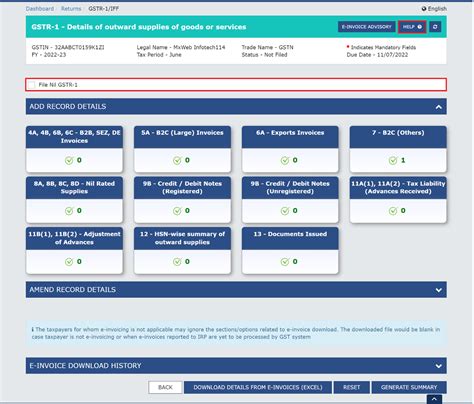 Manual Filing Nil Form GSTR 1 Online By Normal Taxpayers