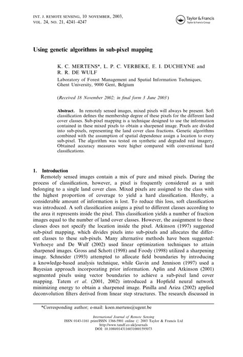 pdf using genetic algorithms in sub pixel mapping