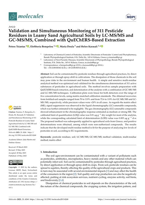 Pdf Molecules Validation And Simultaneous Monitoring Of Pesticide