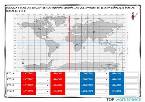 Coordenadas Geográficas Ficha Interactiva Topworksheets