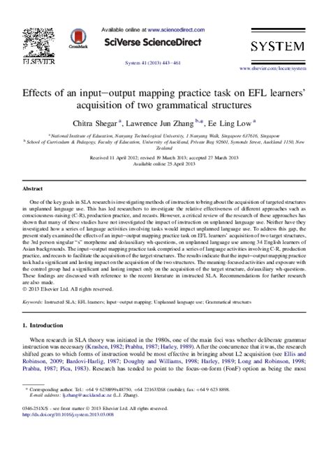 effects of an input output mapping practice task on efl learners