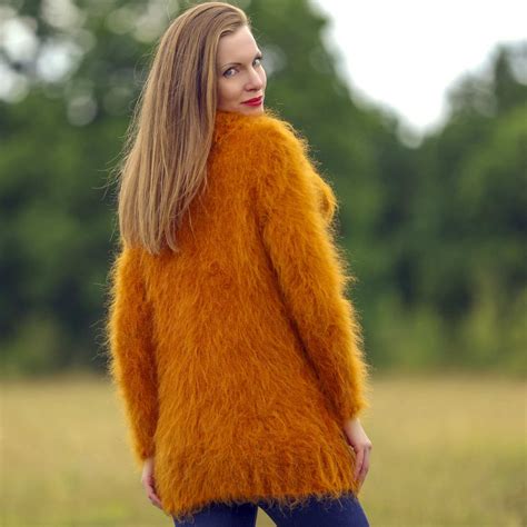 Orange Cowlneck Mohair Sweater Supertanya Ready To Ship Size S M