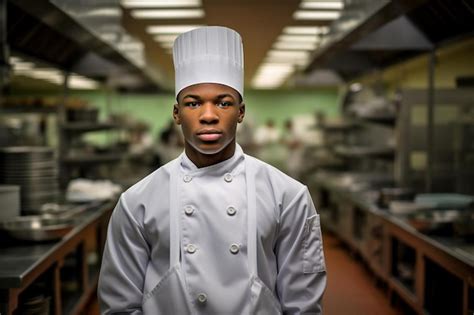 Premium Photo A Man In A Chefs Uniform Stands In A Warehouse