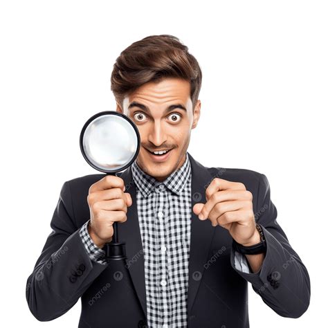 Man With Magnifying Glass Png Businessman Holding A Magnifying Glass