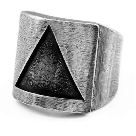K Ked Vintage Triangle Shield Ring Stainless Steel Mens Biker Punk