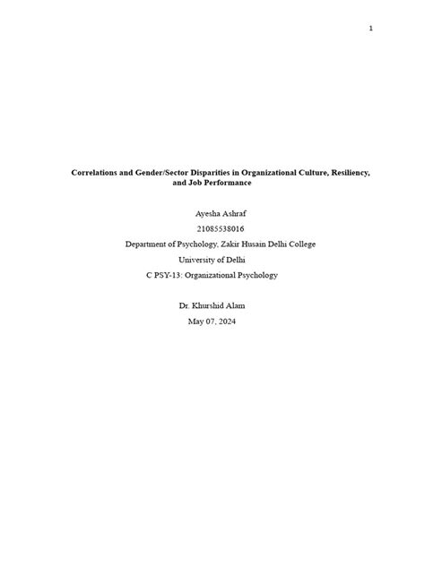 Organizational Culture Resiliency And Job Performance 1 Pdf