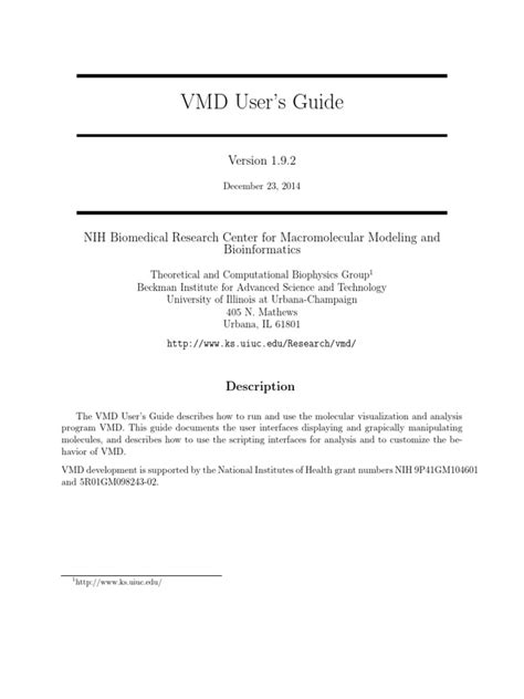 vmd user s guide pdf computing computer science